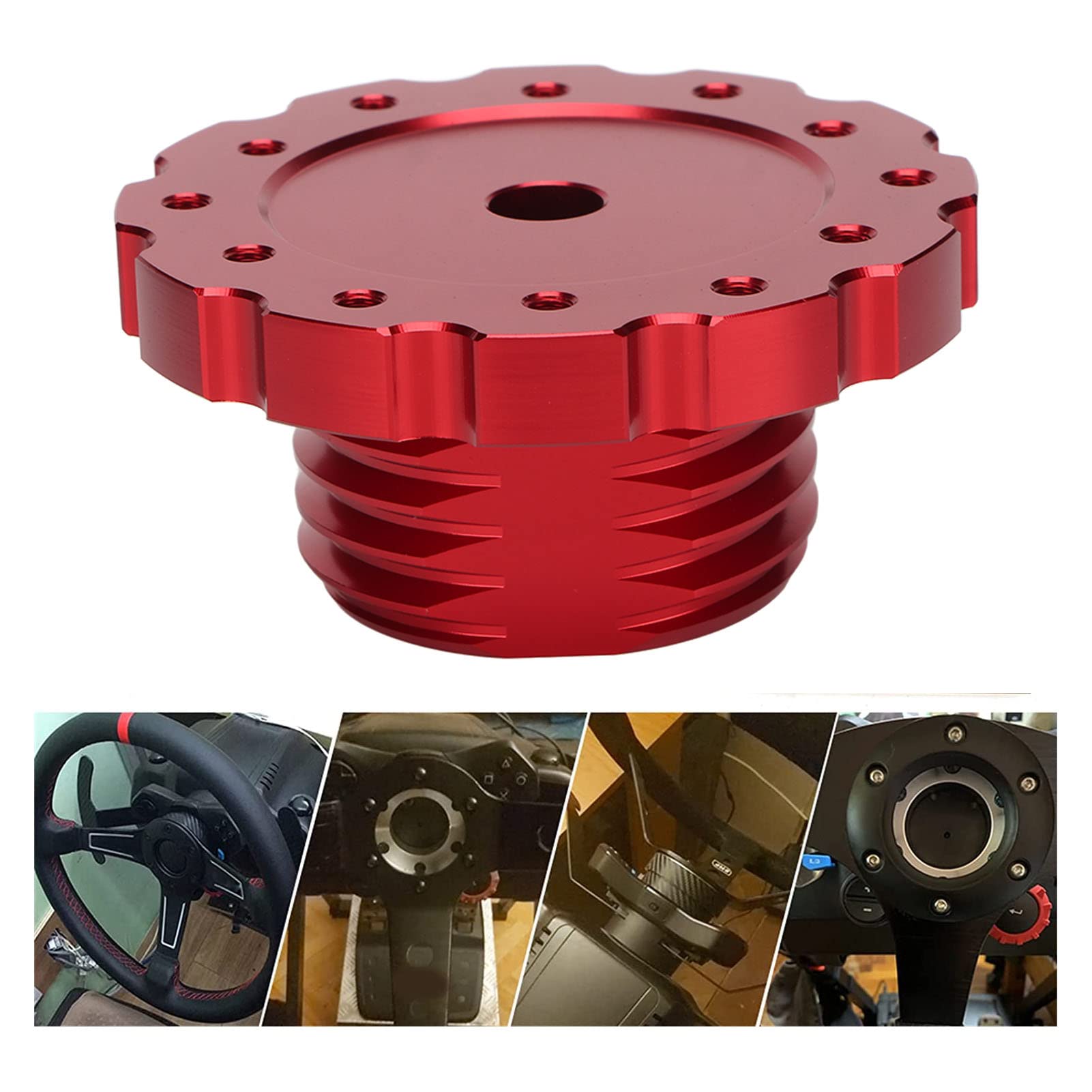 Racing Car Gaming Steering Wheel Adapter, High Accuracy Sim Racing Professional Gaming Steering Wheel Adapter, Machined for Game Accessories (Red)