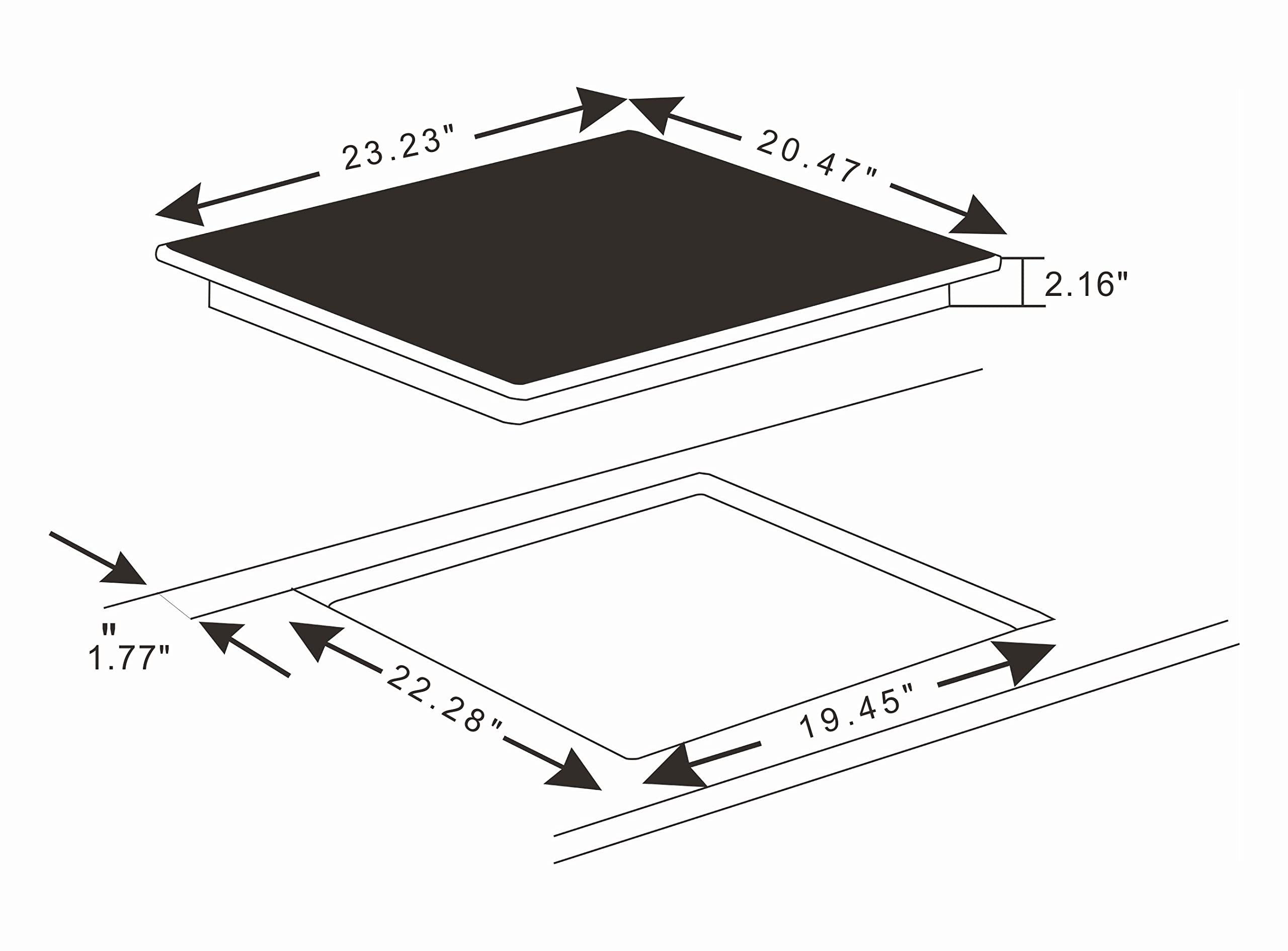 K&H 4 Burner 24 Inch Built-in Induction Electric Stove Top Ceramic Cooktop Touch Control 240V 6000W IN24-6004
