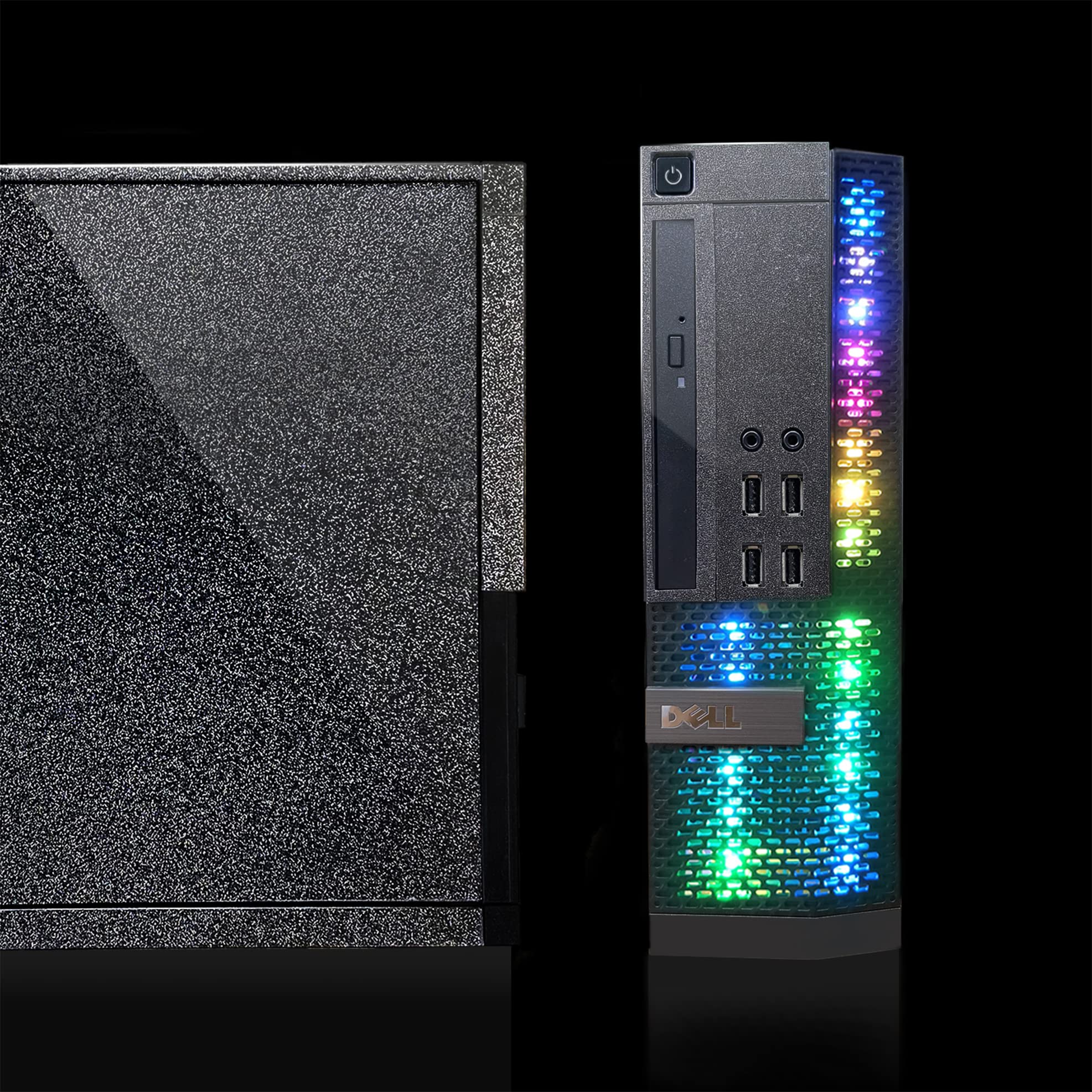 Treasure Box Black RGB SFF Desktop with Quad Core I7 Upto 3.9G, HD Graphics 4600 4K Support, 32G, 1T SSD, DP, VGA, RGB Keyboard Mouse, DVD, WiFi, BT 5.0, Win 10 Pro (Renewed)