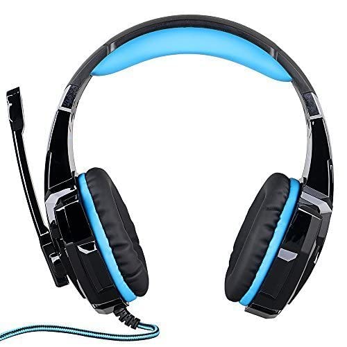 JiaLe G9000 Headset 3.5mm Game Gaming Headphone Earphone with Microphone LED Light for Laptop Tablet Mobile Phones PS4 - Black + Blue