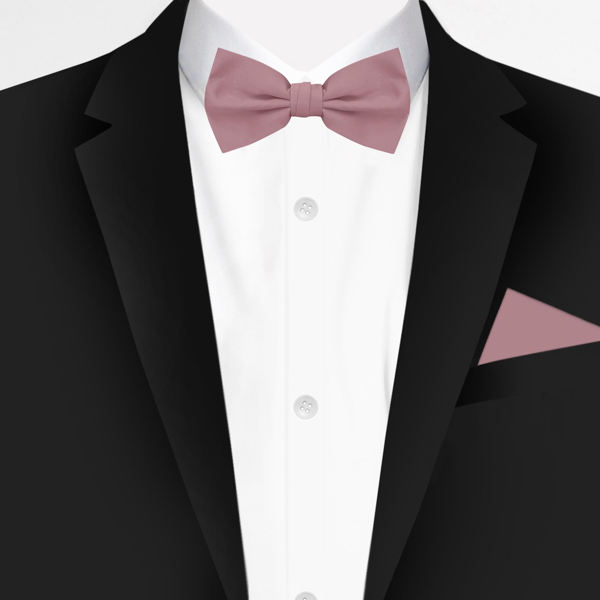 Jacob Alexander Men's Pretied Banded Adjustable Solid Color Bowtie - Dusty Rose