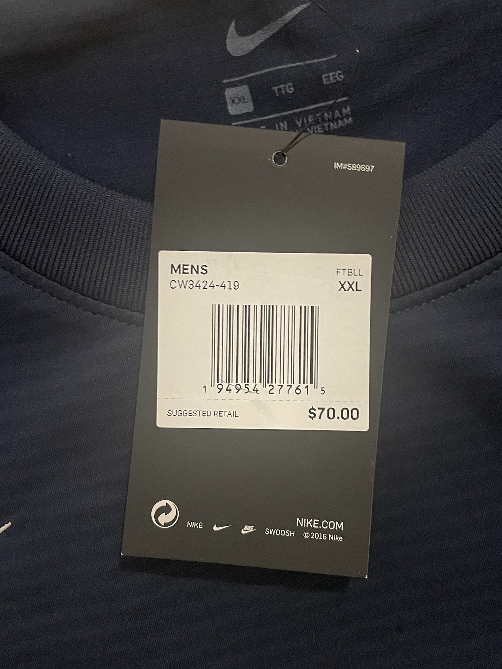Nike Mens Long Sleeve Shirt 2XL Navy