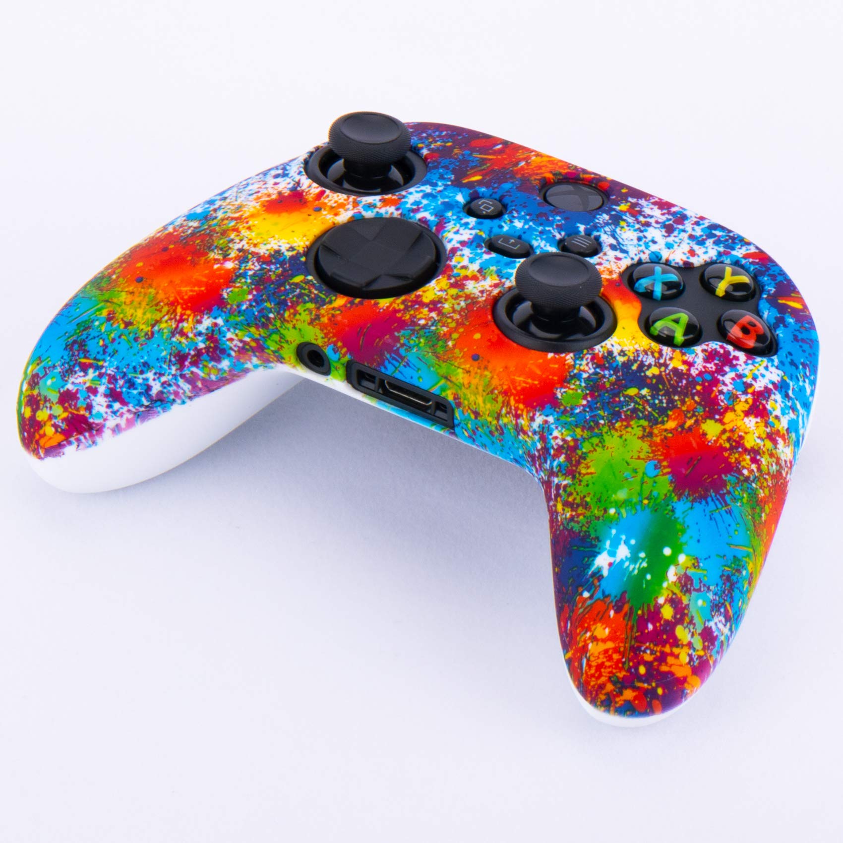 MXRC Silicone Rubber Printing Cover Skin Case x 1 Anti-Slip Customize for Xbox Series X/S Controller x 2(Rainbow Pack) + Thumb Grips x 8