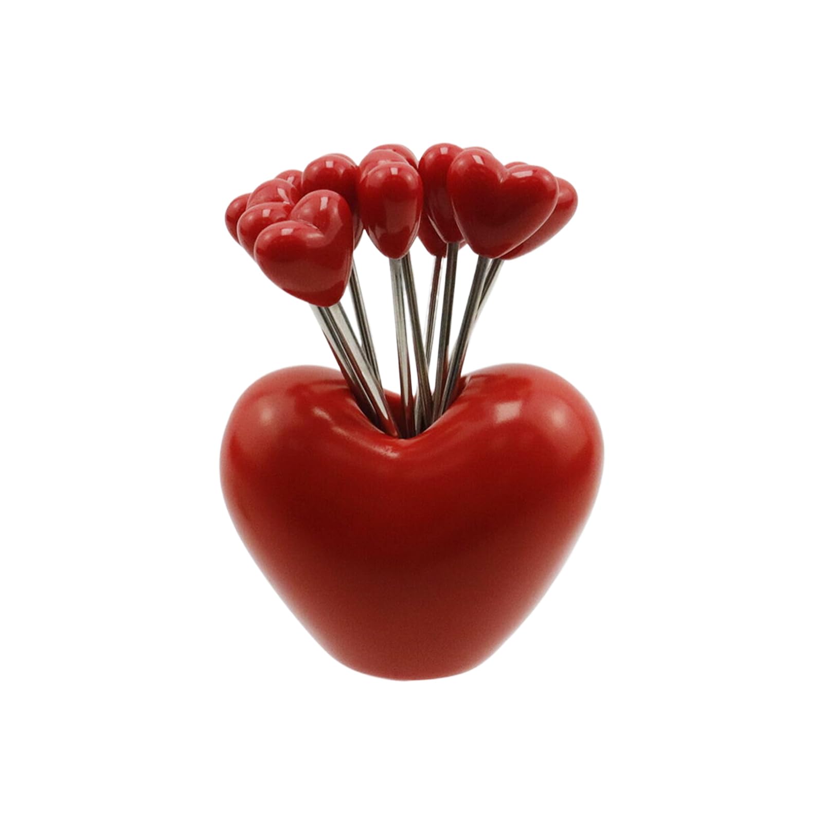 T Tulead Heart Shape Fruit Forks Stainless Steel Forks 10PCS, with 1PCS Holder for Desserts, Fruits, Appetizers