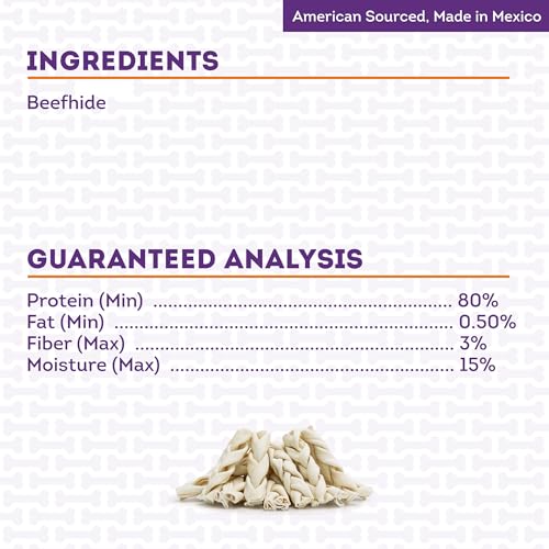 Treatly American Sourced Beefhide Braids 6-7" Dog Chew Treats - Natural Flavor, 16 Count/1 Pack