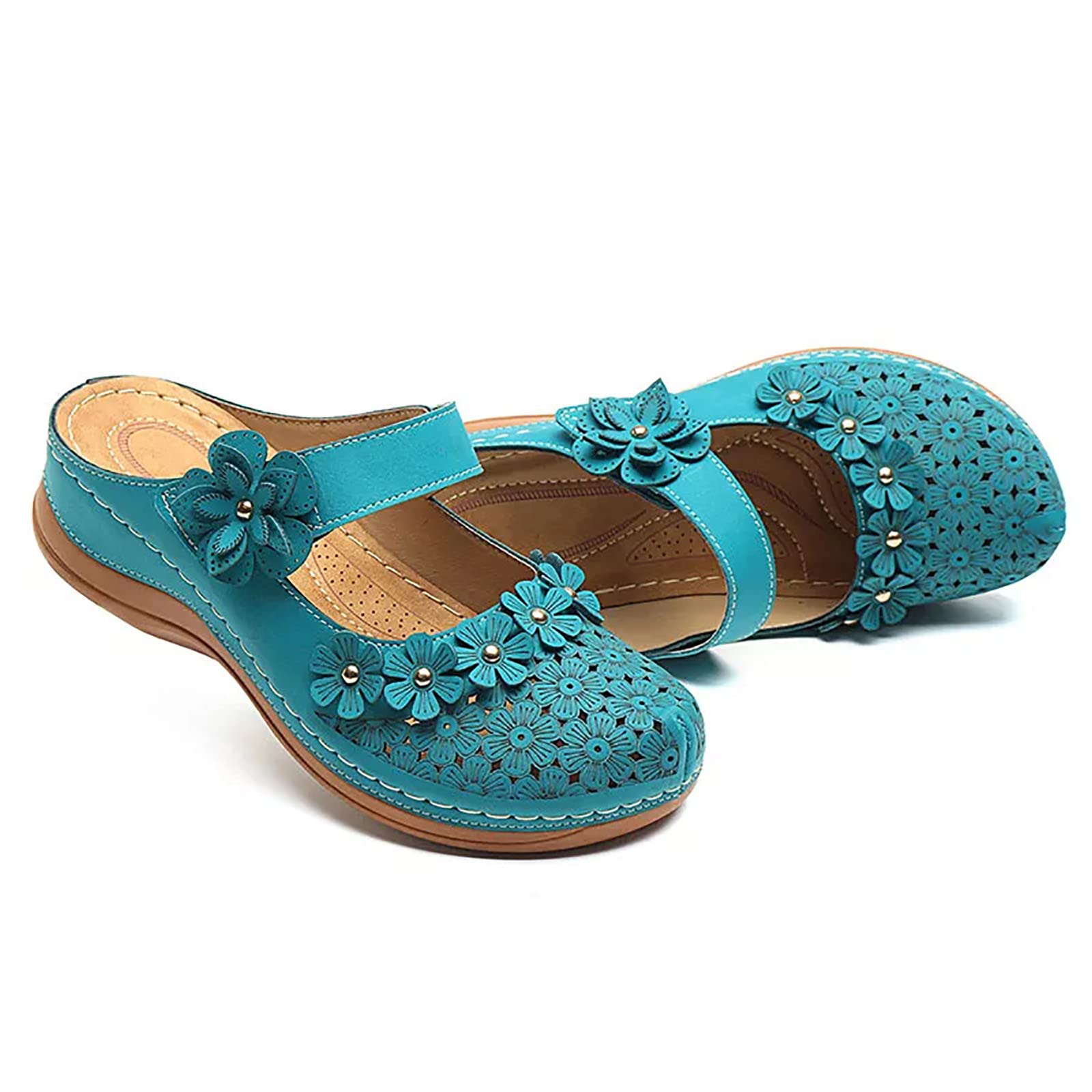 MLAGJSS womens sandals with arch support Heeled Sandals for Women platform shoe Womens Sandals(0609A170 Sky Blue,Size 8)