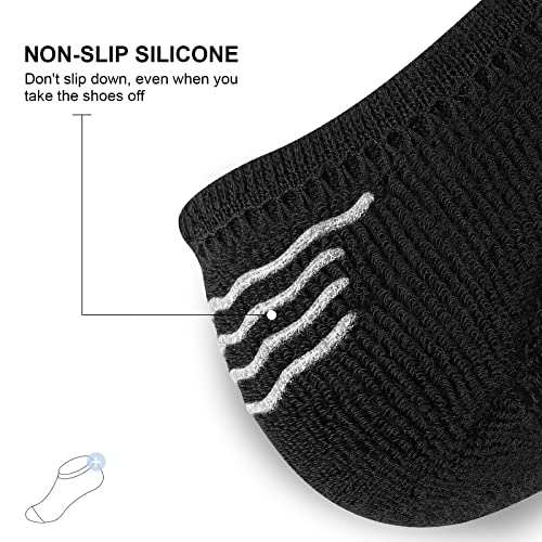 PAPLUS No Show Socks Womens 6 Pairs, Non Slip Cushioned Low Ankle Socks with Arch Support