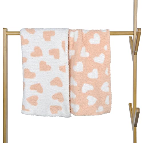 Soft Baby Blanket Plush Cozy Blanket Swaddling Blanket for Newborn Nursery 30x40 Inch Pink Heart