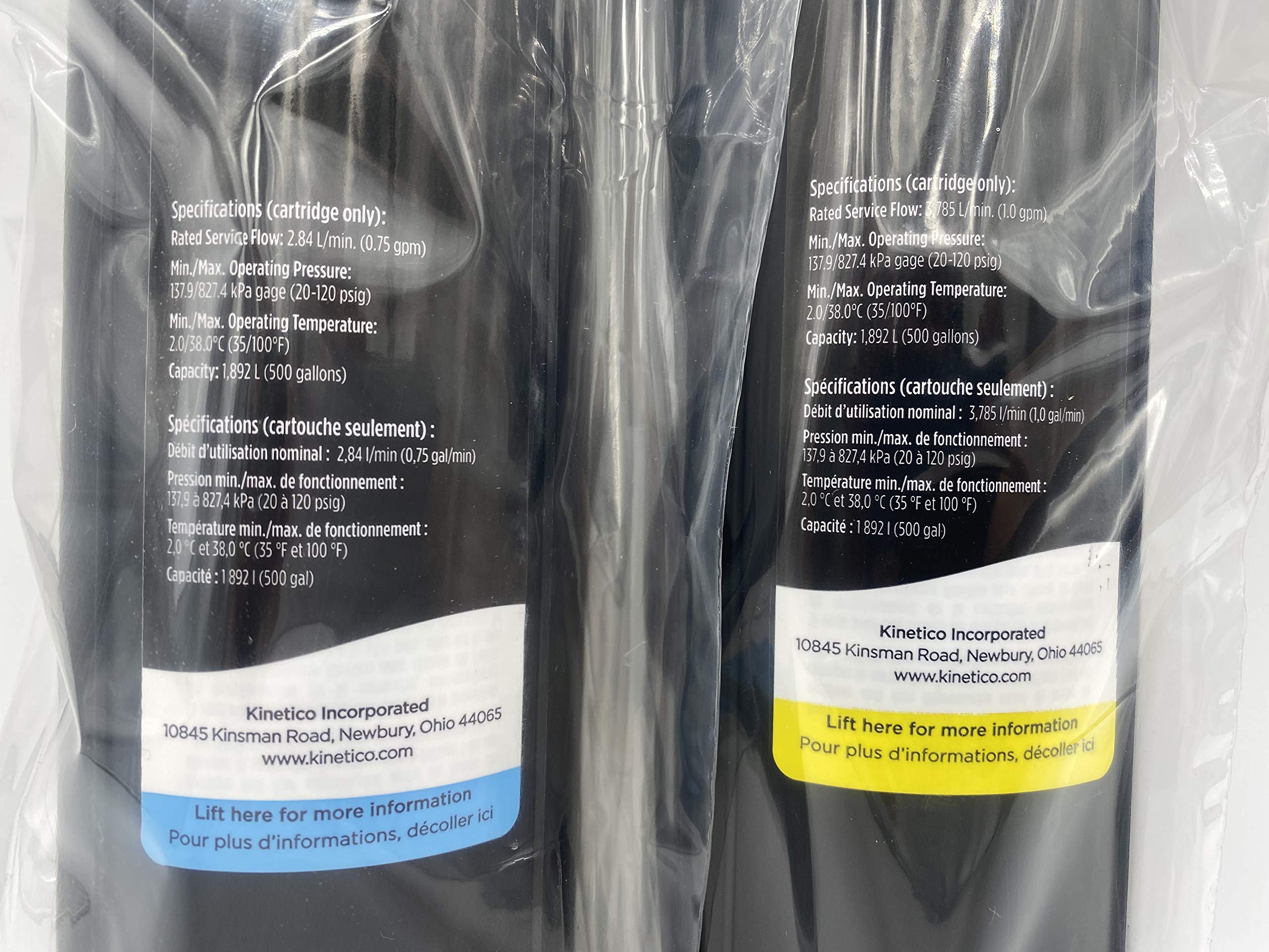 KINETICO Yellow Sediment 9309A & Blue Taste Odor VOC 9307A Cartridge Filters