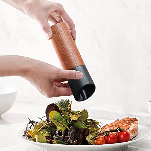 Pepper Grinder, Wood Pepper Grinder Pepper Mill, YFWOOD Manual Salt Grinder Adjustable Refillable Wooden Pepper Mill Salt - Gift(Black -1 Piece)