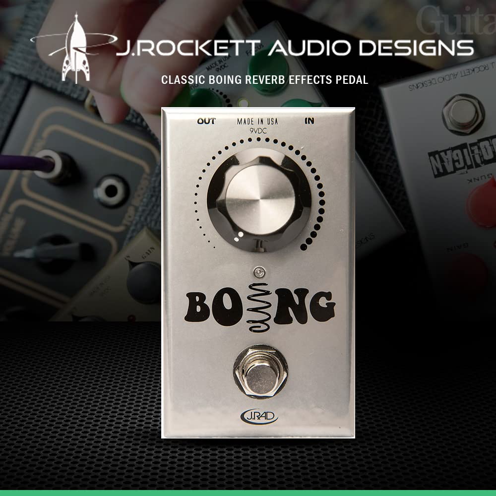 J. Rockett Audio Designs Boing Spring Reverb Effects Pedal Bundled with Guitar Picks, Cable, and Microfiber Cloth