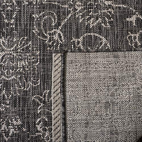 SAFAVIEH Courtyard Collection Area Rug - 4' Square, Black & Ivory, Non-Shedding & Easy Care, Indoor/Outdoor & Washable-Ideal for Patio, Backyard, Mudroom (CY8680-36621)