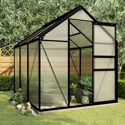 YEZIYIYFOB 6x6x6.7 FT Greenhouse Plastic Shed Green House for Plants Greenhouses for Outdoors Outside Heavy Duty Prefab House Garden Shed Aluminum Frame Polycarbonate Panels UV-Resistant 213 ft³