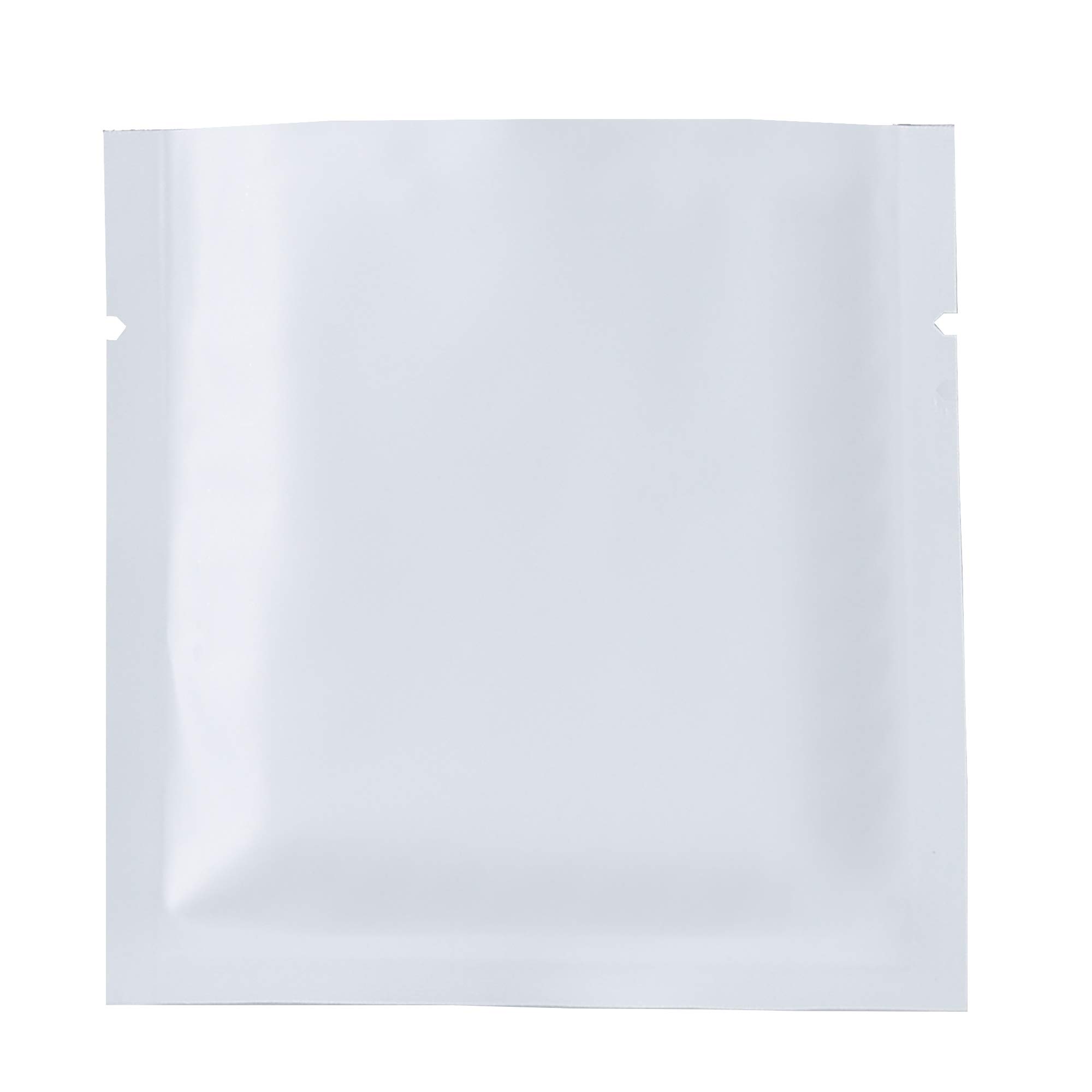 QQ Studio 100 Bags/Pack Double Sided Color Food Safe Open Top Flat Bag with Tear Notch (White, 7x7cm (3x3"))