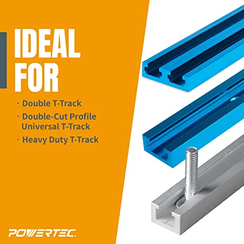 POWERTEC 71168 T-Track Hold Down Clamp for Woodworking, 5-1/2” L x 1-1/8” W, 2 Pack
