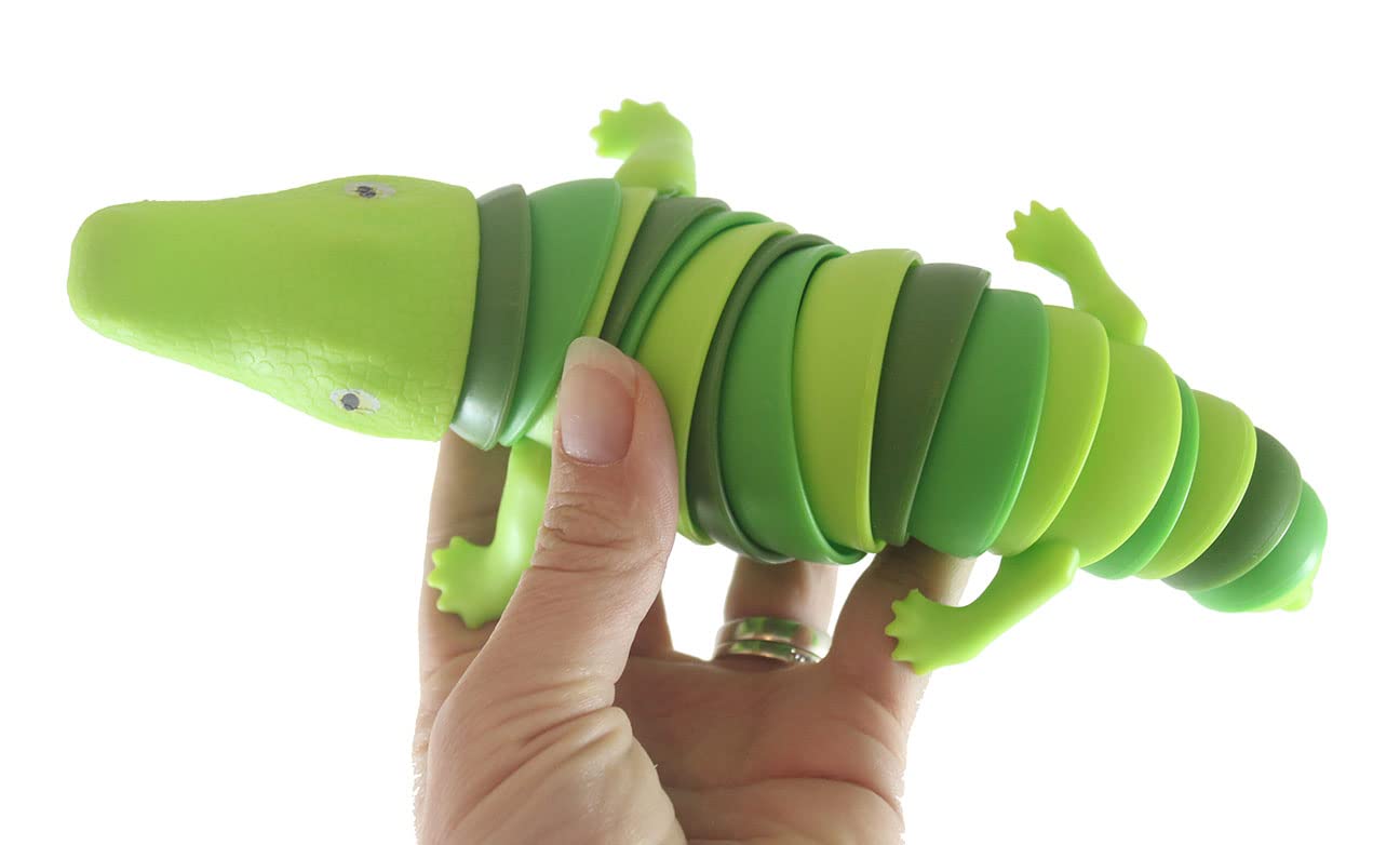 Set of 2 Alligator Wiggle - Gator Crocodile Reptile Large Articulated Jointed Moving Slug Toy - Unique