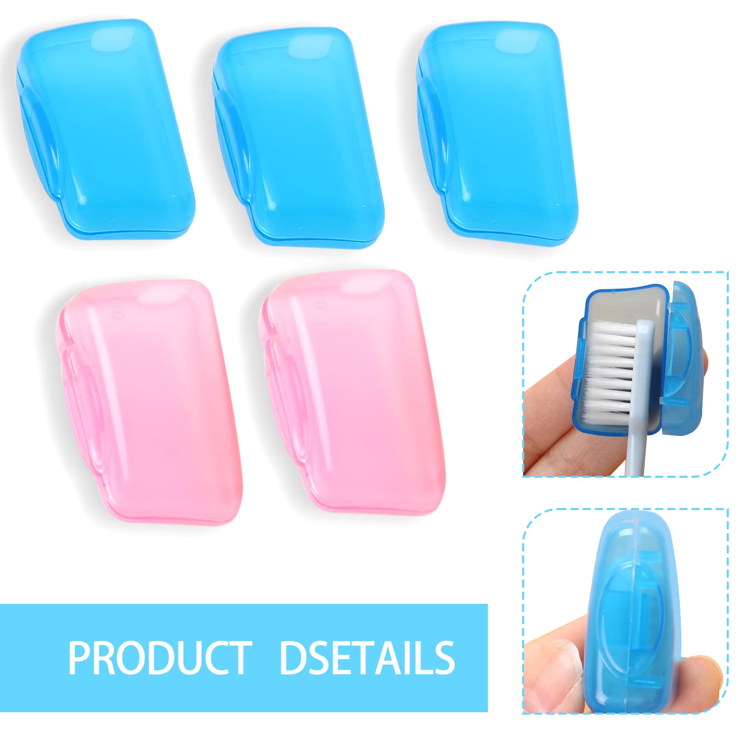 Sliverdew 5 Pcs Toothbrush Head Holder for Travel Blue Pink Toothbrush Covers Portable Toothbrush Head Container Caps Toothbrush Head Protector Covers Toothbrush Case for Home Office Outdoor