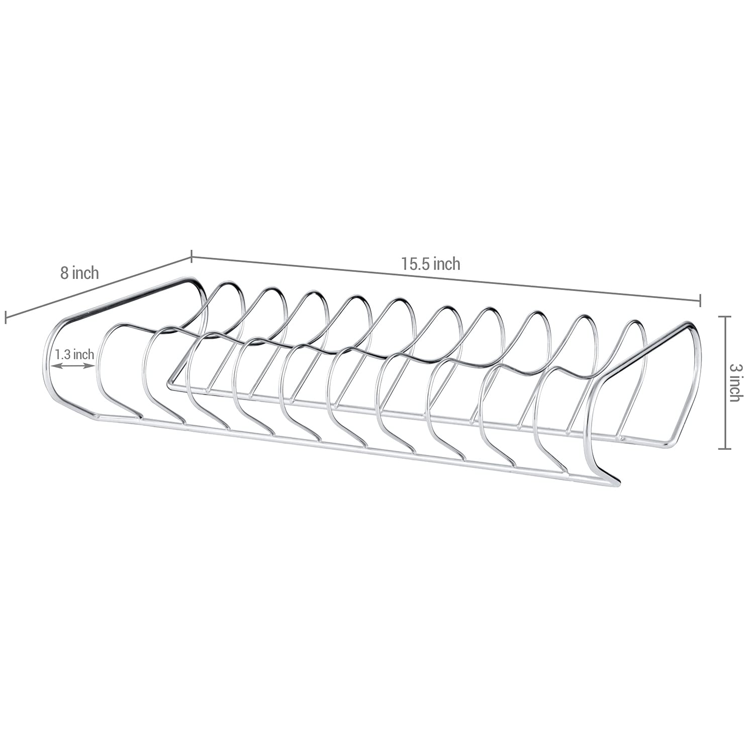 MyGift Chrome Plated Silver Metal Dinner Plate Storage Rack Organizer and Drying Rack, Holds up to 21 Dinner, Salad, and Dessert Round Plates - Made in Taiwan