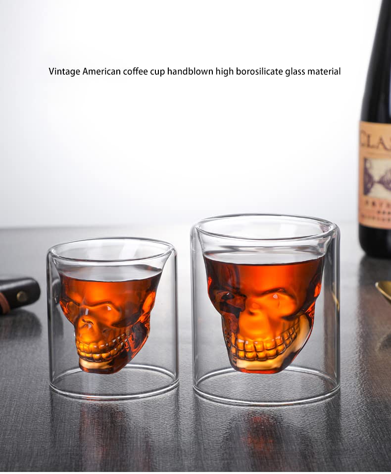 MOOFFZ Creative skull cocktail glass, heterosexual personality wine glass,Funny Crystal Drinking Cup,Home Halloween Party Bar Gift (250ml)