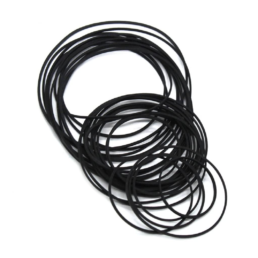Set of 30-40pcs Pulley Belts Engine Drive Belts Black Rubber Transmission Belts for DIY Toy Module Car