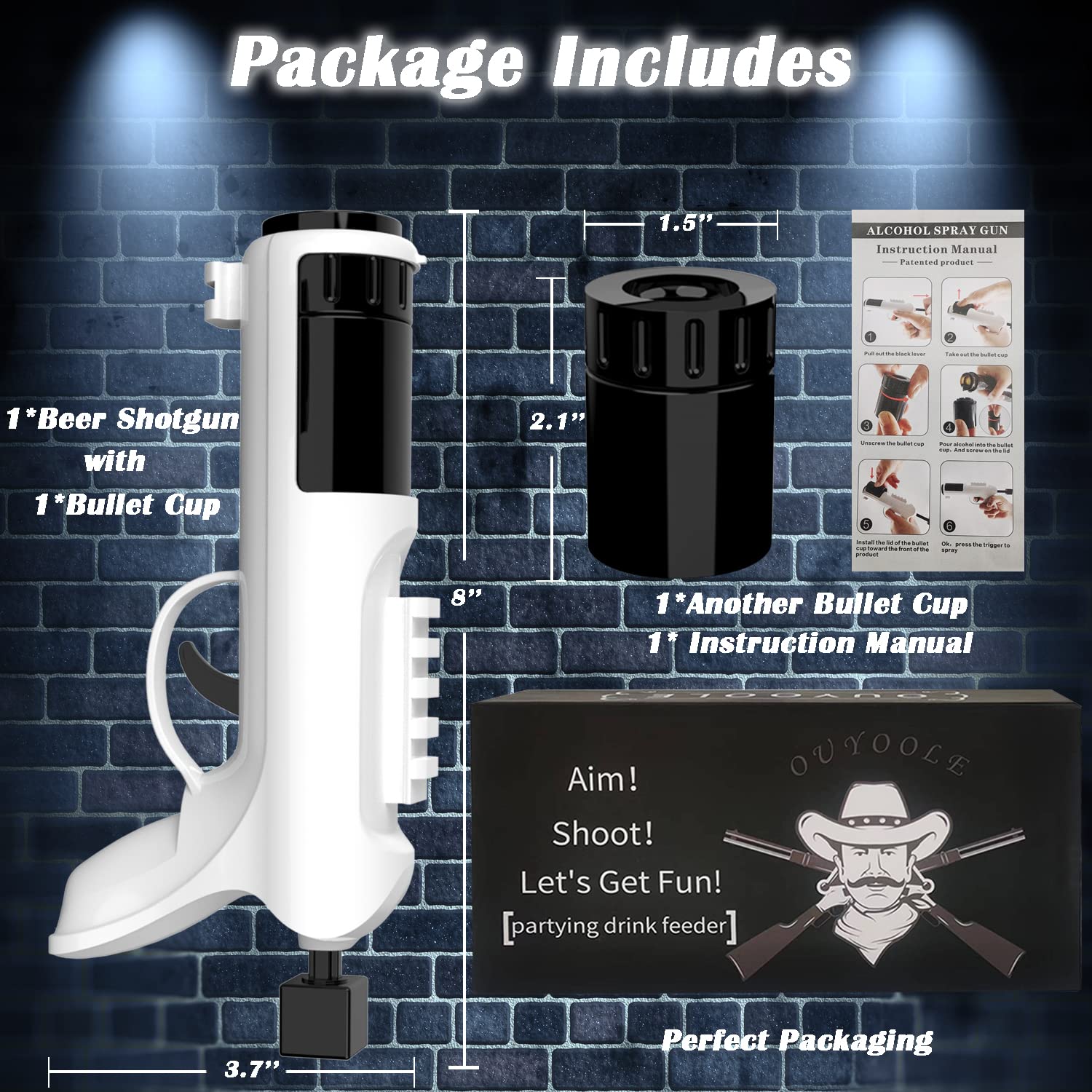 OUYOOLE Shotgun Beer Gun, with 2 Cartridges Alcohol Shot Gun, Chugger as Alcohol/Beer Gift for Party