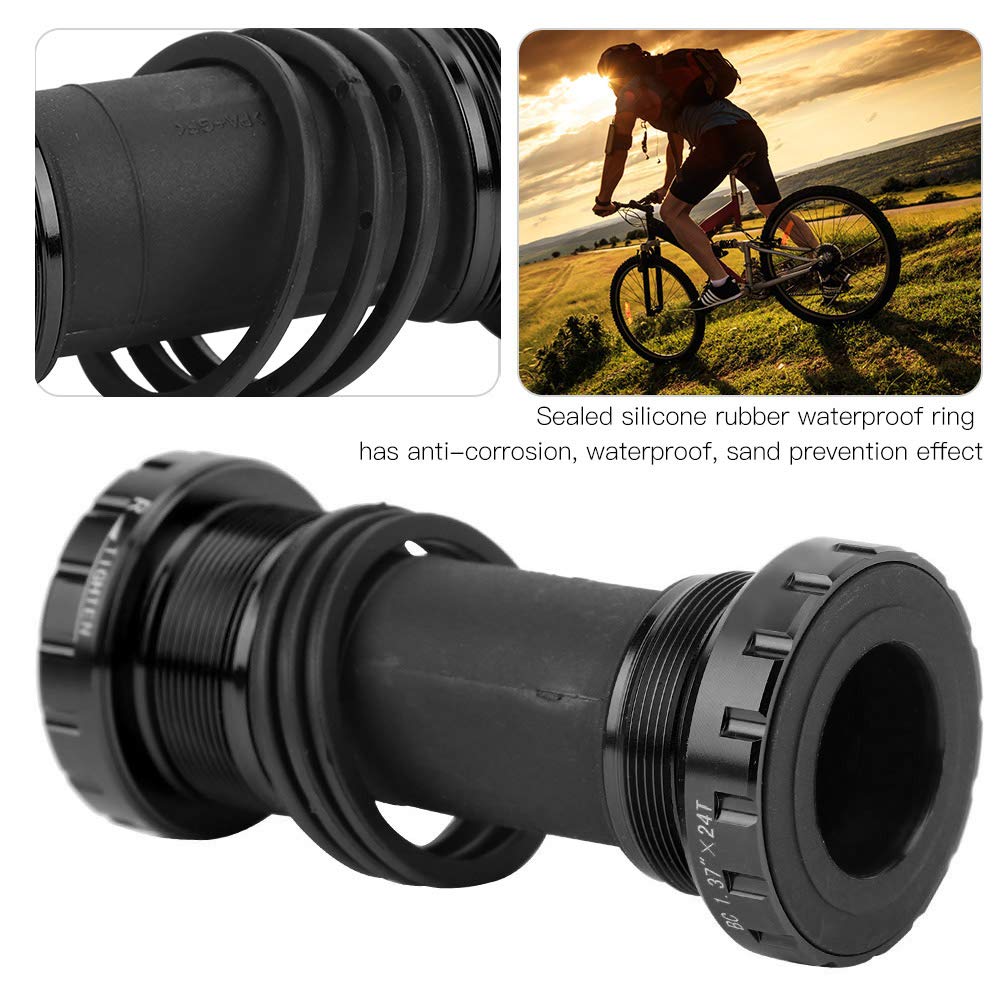 Raguso Bike Bottom Bearing, Wearable Waterproof Aluminum Alloy Bottom Bracket for Road Bicycle for 68β73mm Frame(Black)