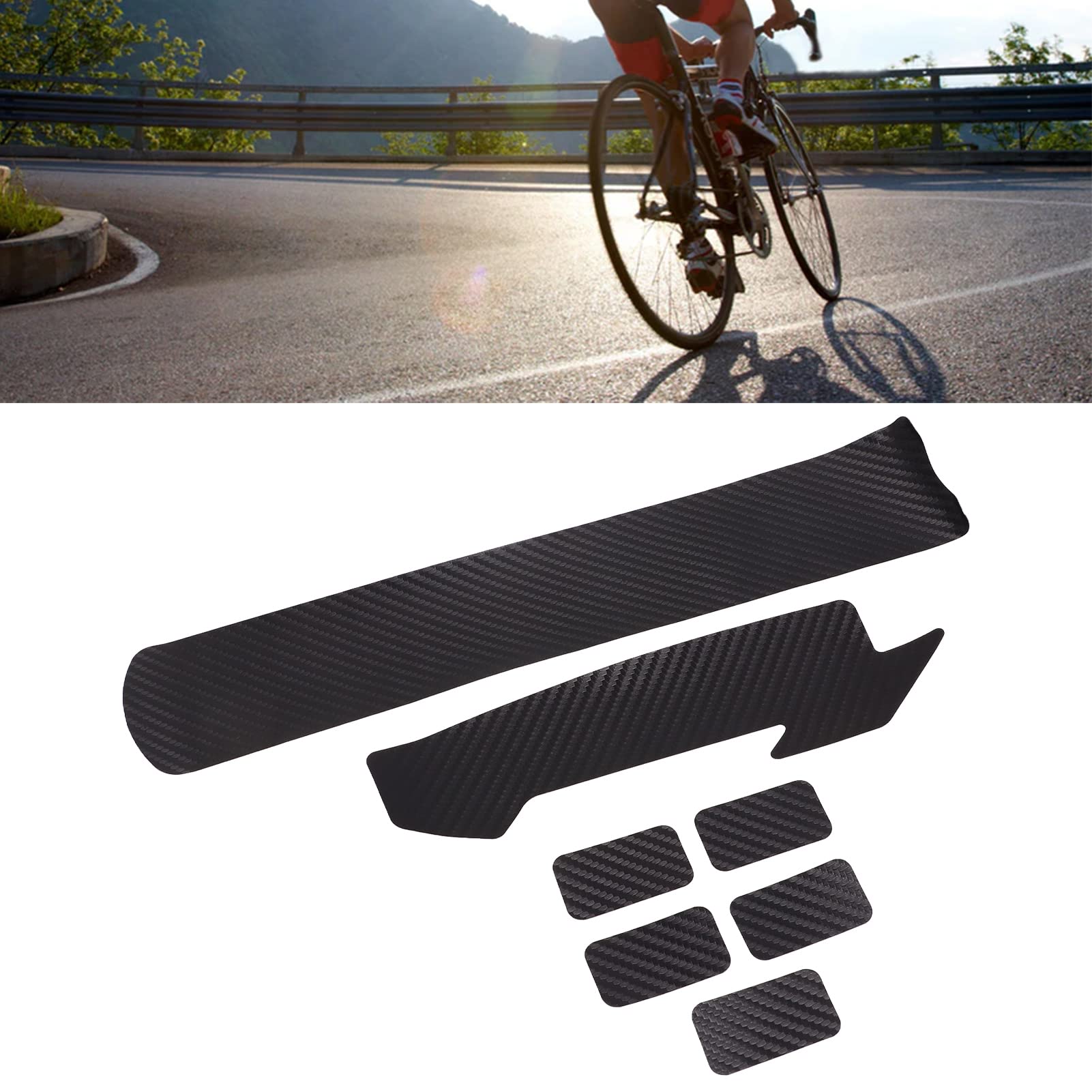 Raguso Bike Chain Protector Sticker, Full Protection Bike Frame Chain Guard Scratch Proof Imitation Leather Removable for Road Bike