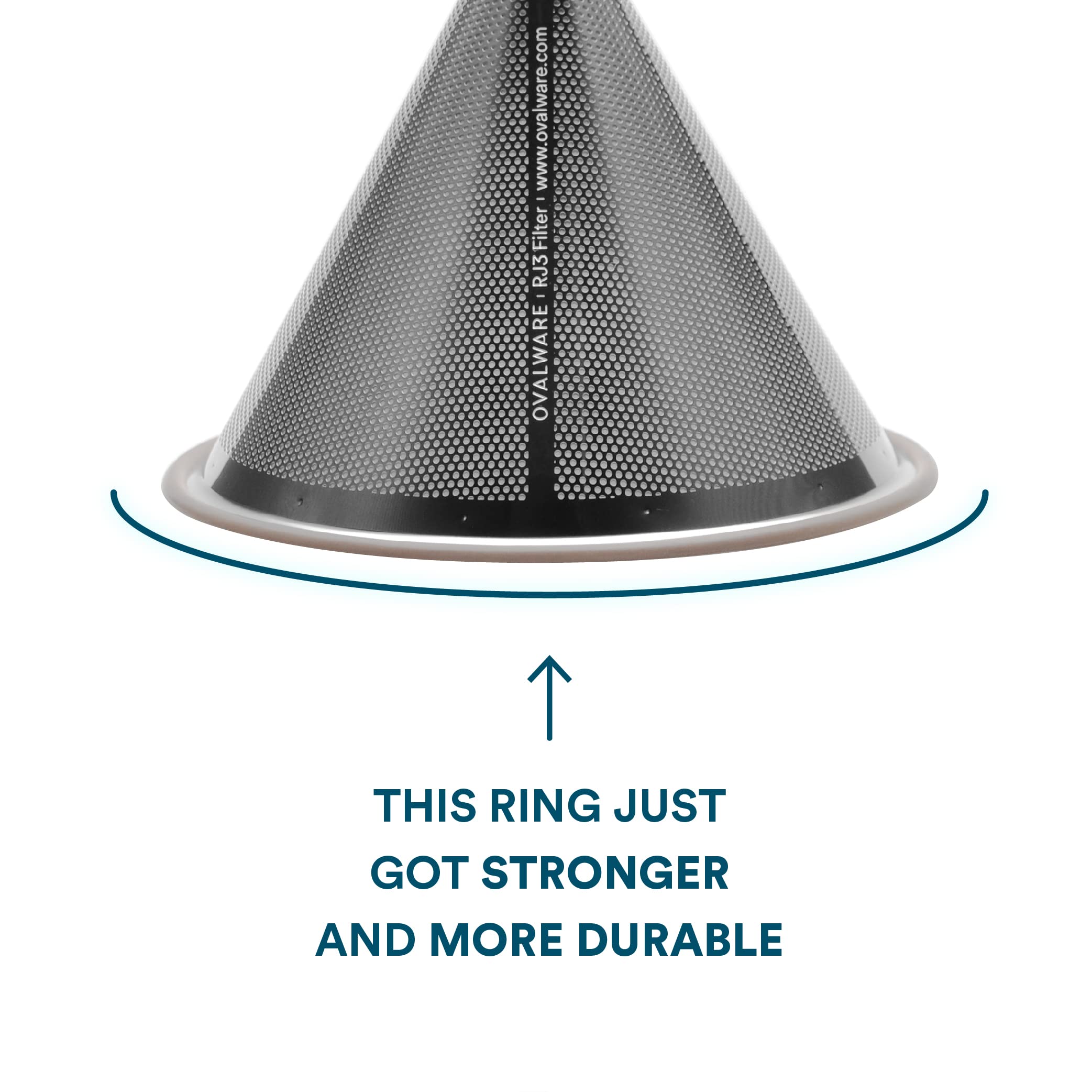 OVALWARE Paperless Stainless Steel Pour Over Coffee Filter β Reusable and Permanent Coffee Cone Dripper for Ovalware, Chemex, Hario and Other Carafes