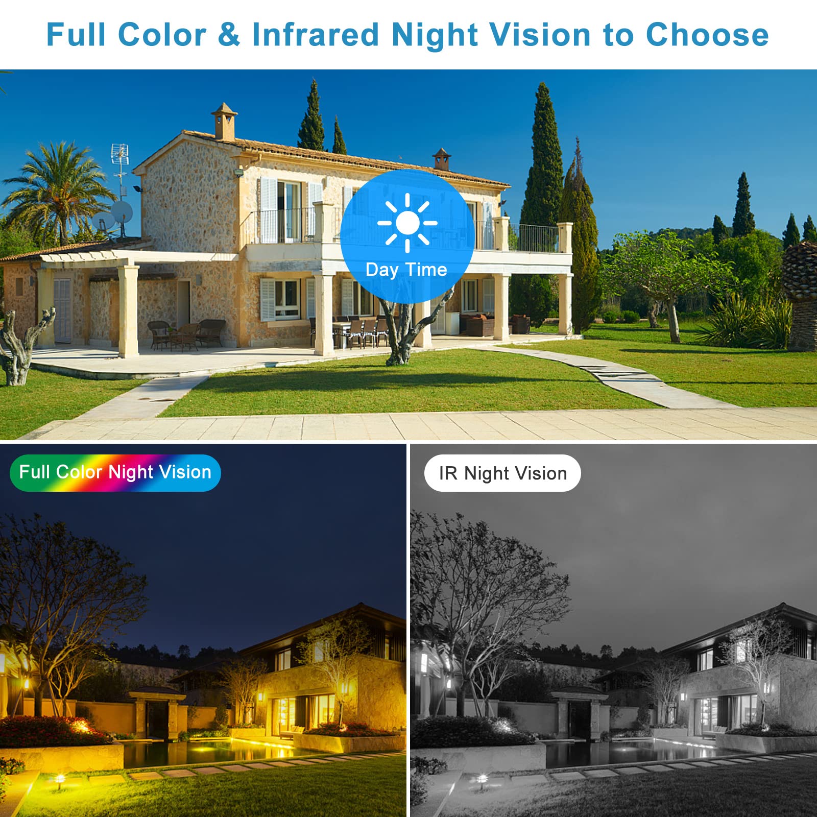 UNILOOK 2K Wireless Security Camera PTZ 360° Outdoor Solar Camera with 3MP Color Night Vision, AI Motion Detection IP66 Waterproof, 2-Way Talk, 2.4G WiFi, SD Storage,Whtie