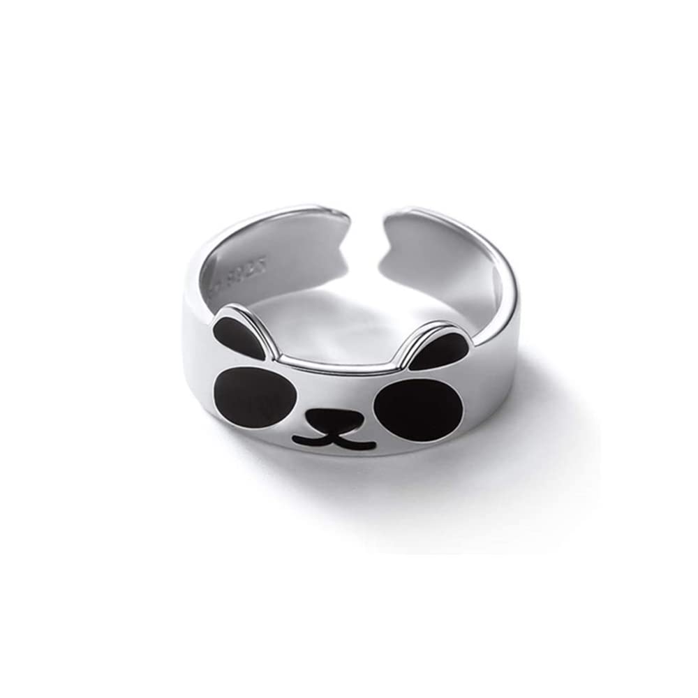 OIDIMS Cute Panda Open Rings for Women Men Lovely Fashion Animal Statement Adjustable Expandable Stackable Knuckle Tail Finger Ring Dainty Jewelry Daughter Niece BFF Birthday Xmas Stylish Gifts