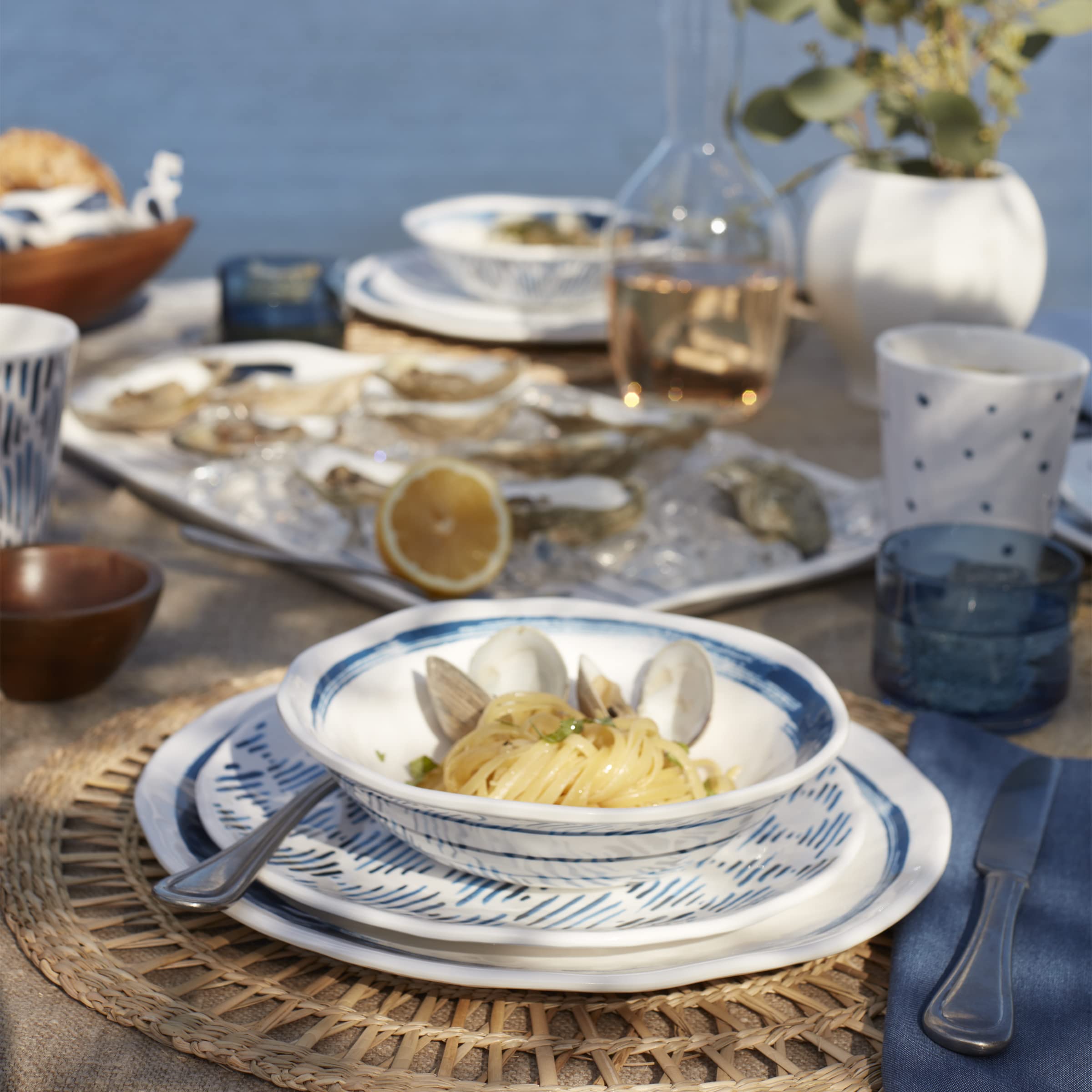 Lenox Blue Bay Melamine 20-Piece Dinnerware Set, 13.35 LB, 0