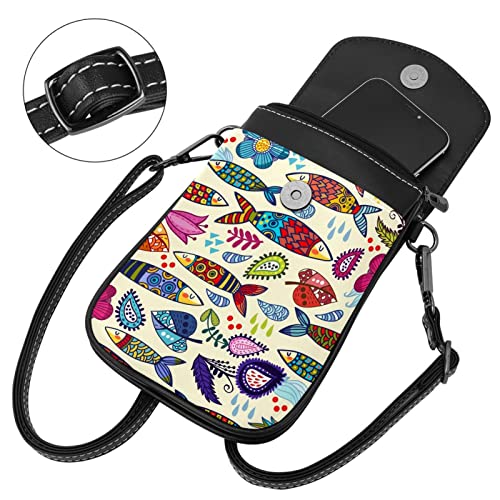 Small Crossbody Bag Color Fish Cell Phone Purse Wallet