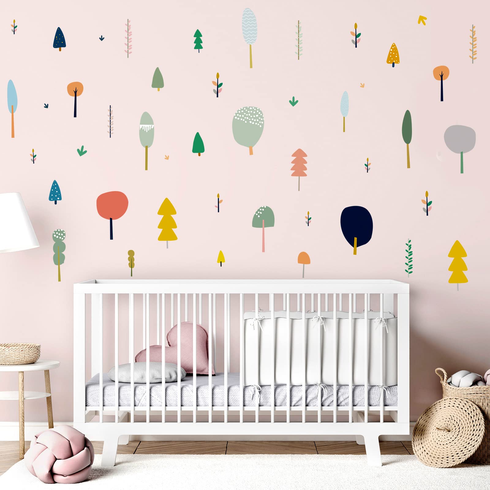 Small Woodland Trees Wall Sticker Cute Aesthetic Forest Wall Decals DIY Jungle Tree Wall Sticker Removable Vinyl Window Clings for Nursery Kids Room