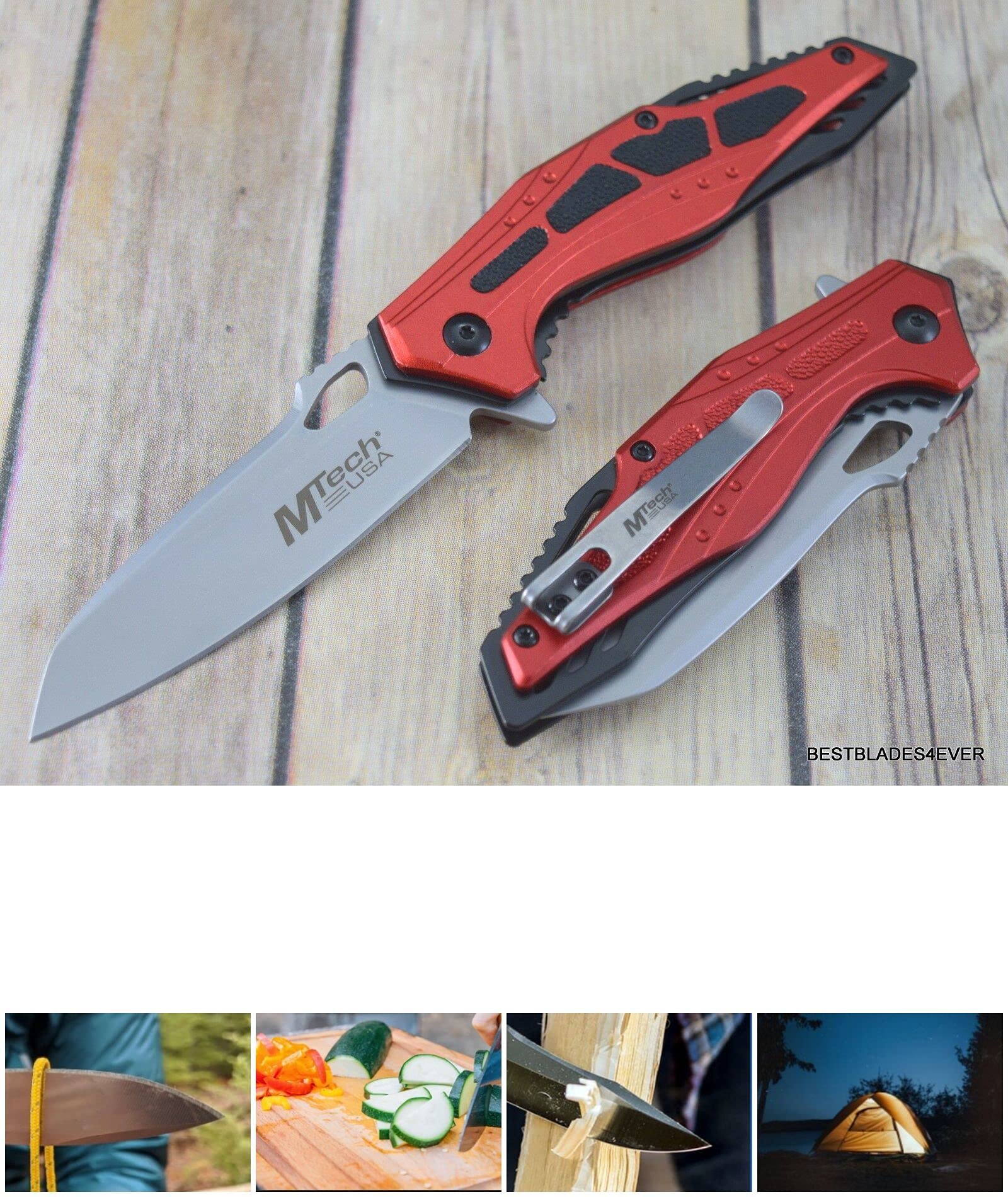 Mtech Tactical Stainless Steel Open Folding Pocket Knife With Clip - 7.75 Inch Outdoor Survival Hunting Knife for Camping by Survival Steel
