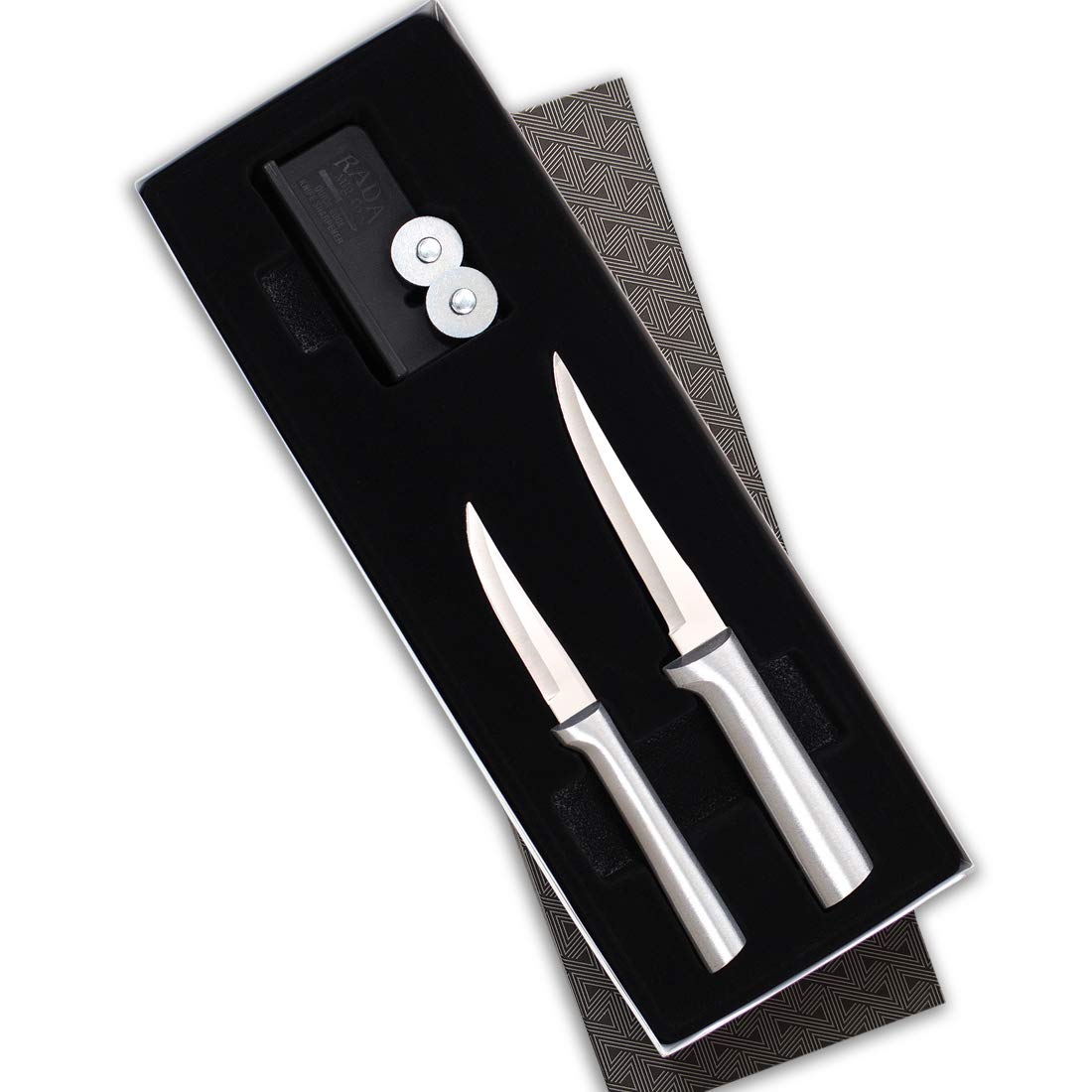 Rada Cutlery Paring Set and Knife Sharpener Stainless Steel Blades With Aluminum Handles, 8 3/8 Inches