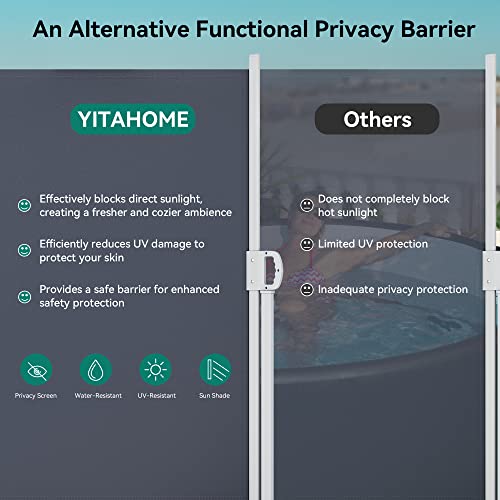 YITAHOME 118''X 78'' Retractable Side Awning Folding Privacy Screen Privacy Fence Waterproof UV-Resistant Privacy Awning Outdoor for Garden, Deck, Patio, Pools, Balcony, Gray