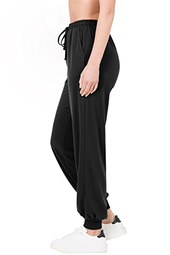 Nolabel 8043 Women's Soft French Terry Jogger Pants with Pockets Black L