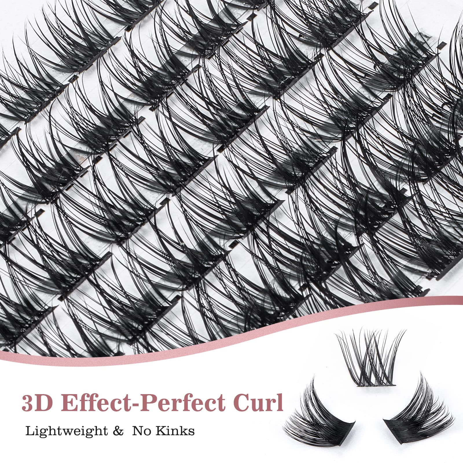 SWINGING Lash Clusters 150 Pcs Lashes Cluster Eyelash Extensions Eyelash Clusters Natural Look Wispy Lashes D Curl 9-14mm Cluster Lashes Individual Lashes Thin Band & Soft (MixAB-150)