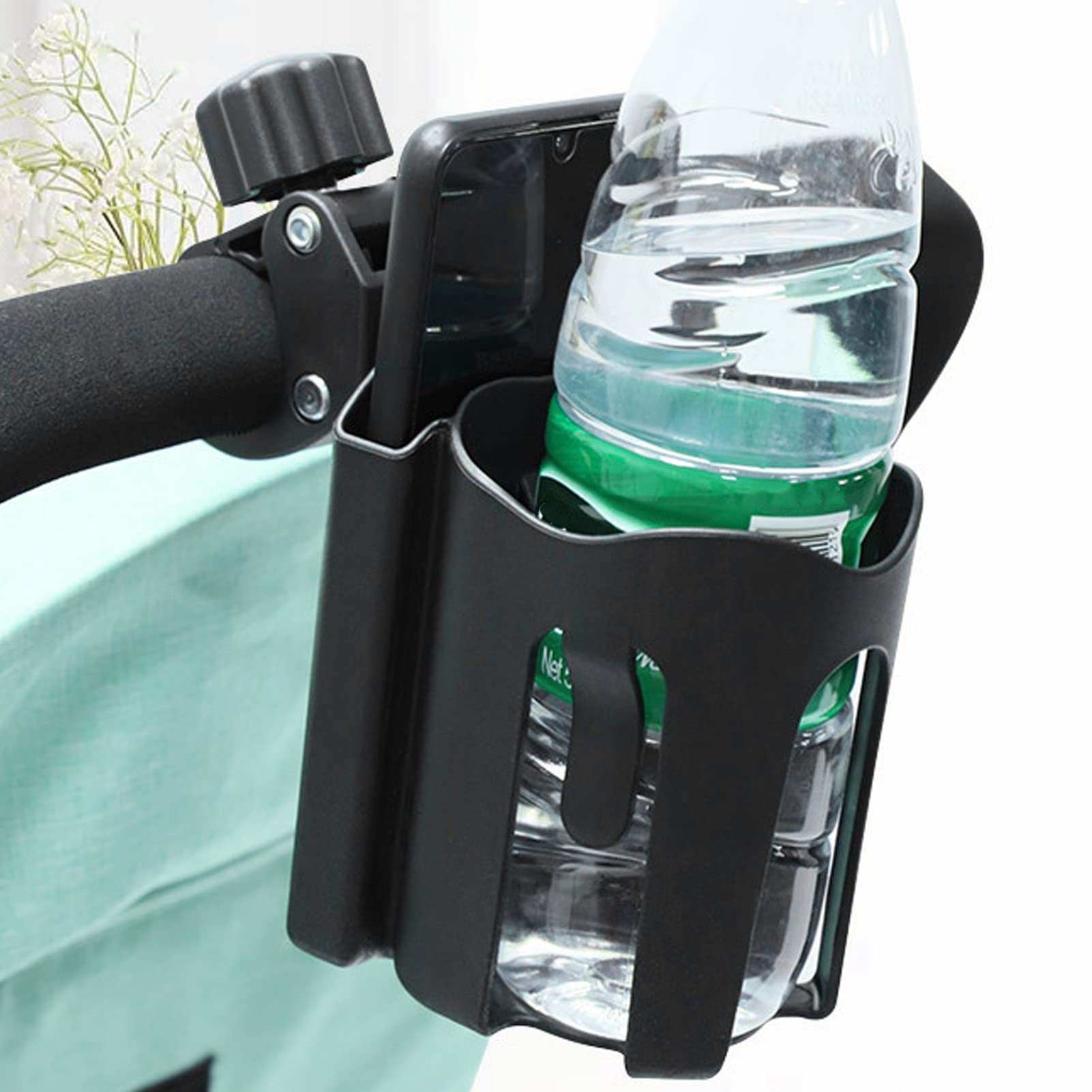 Universal Cup Holder, Stroller Cup Holder, Bike Cup Holder, Large Caliber Designed Cup Holder, Cup Drink Holder for Stroller, Bike, Wheelchair, Walker, Black