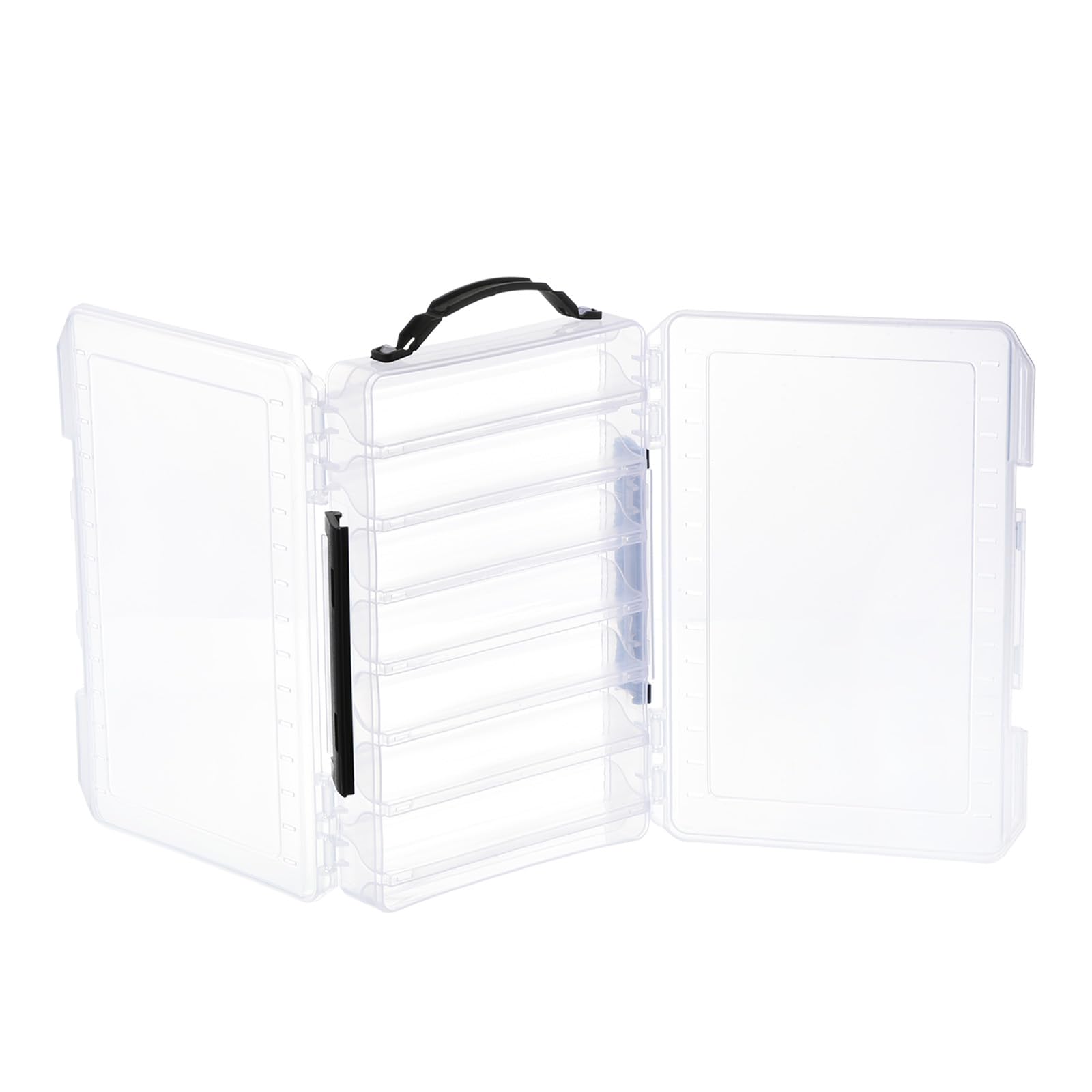 PATIKIL Double Side Fishing Lure Storage Box Large Plastic Fish Tackle Container Organizer, Clear White