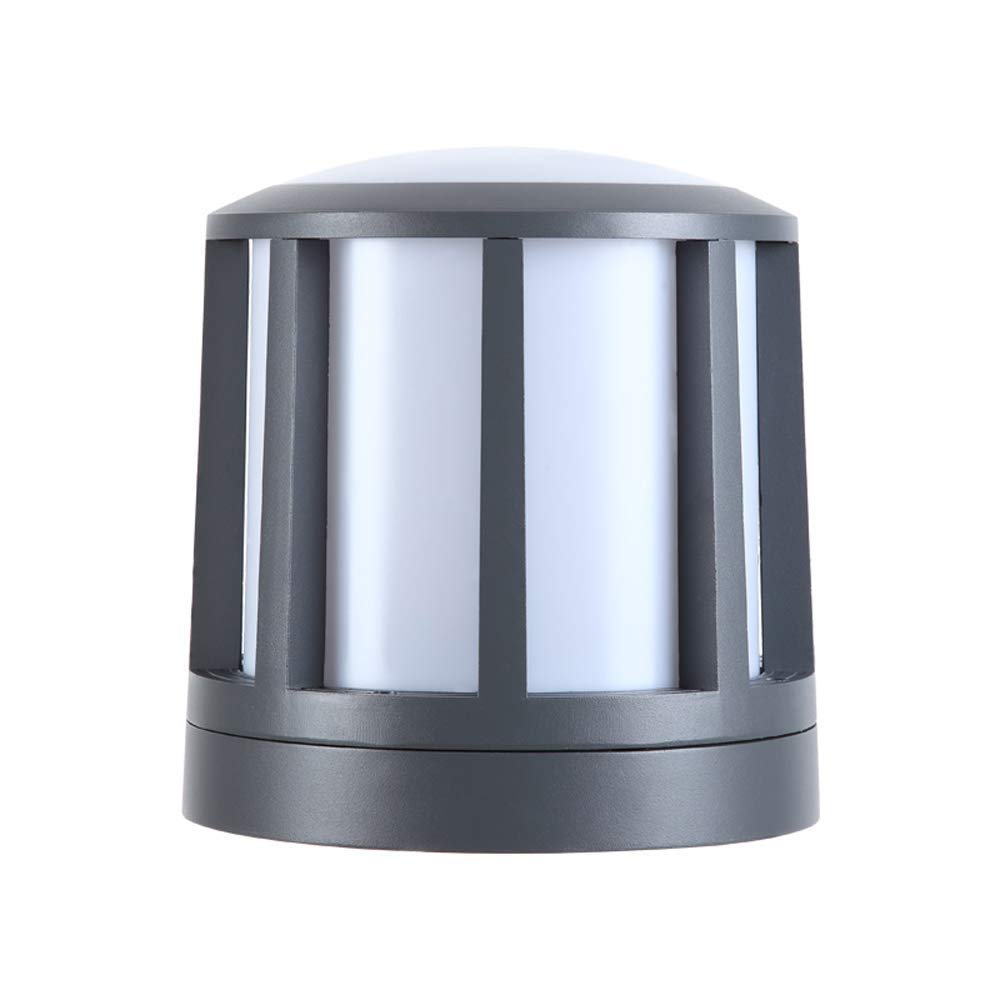 Liunce Oval Metal Aluminum Column Lights Grey Creative Waterproof Outdoor Pillar Lamps Courtyard Garden Street Park Home Villa Community Lighting Decorative Post Lights E27 Edison