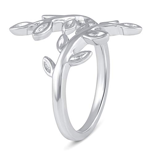 Prime and Pure Olive Branch Leaf Wrap Ring in 925 Sterling Silver (8)