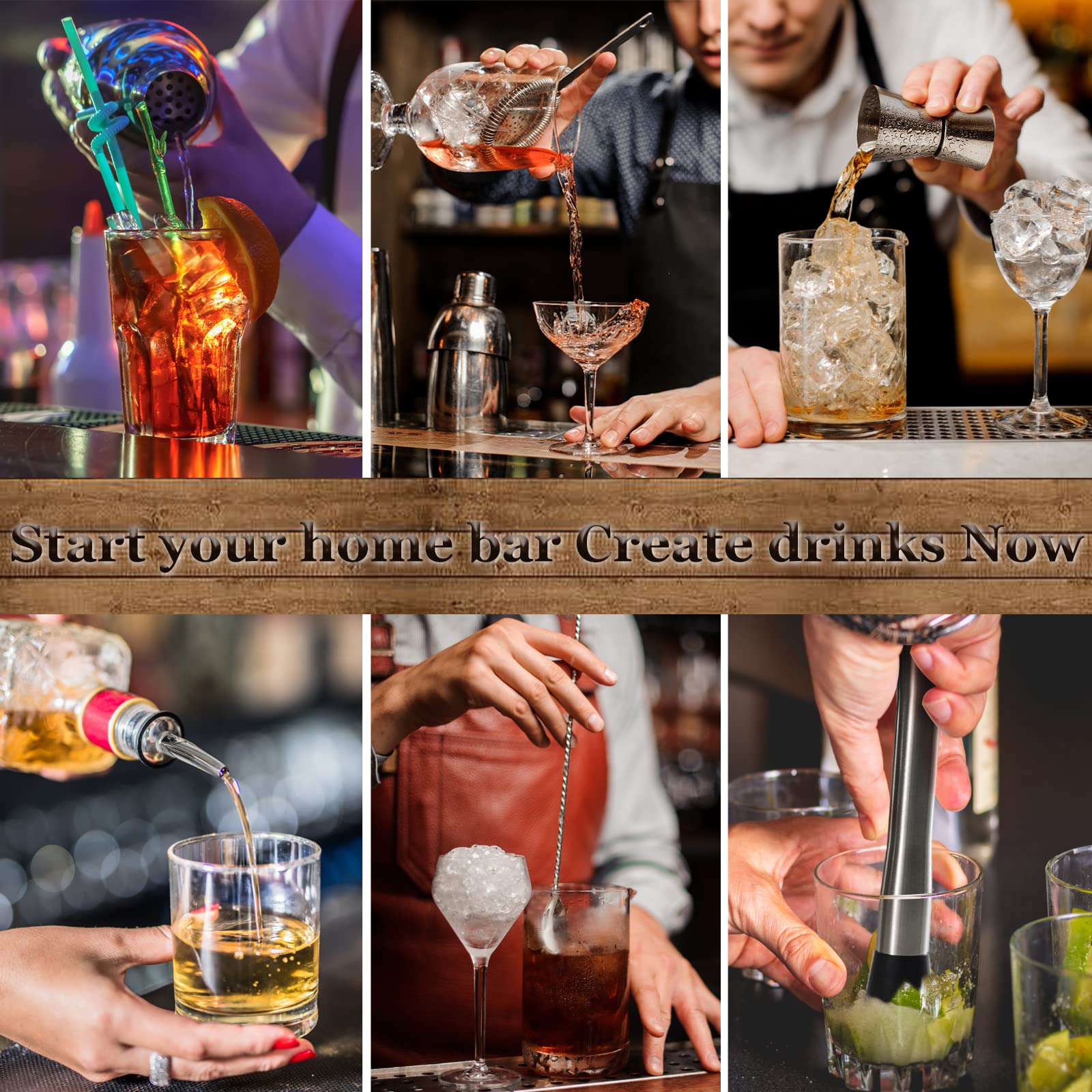 Simrzikr Bartending kit|Cocktail Shaker Set with Stand, Martini Mixer, Margarita kit, Bar Drink Mixer Set, All-in-one Bar Tools for Drinking Mixing, Mixology and Craft Bartender Kit for Home and bar