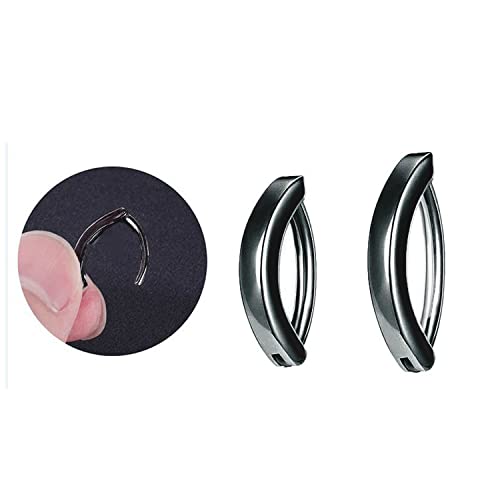 NORLSO 2 Pcs Black Clicker Belly Button Ring Barbell for Women Girls Buckle Buckle Belly Ring Body Piercing Simple Small Navel Ring (Black, 10-12)
