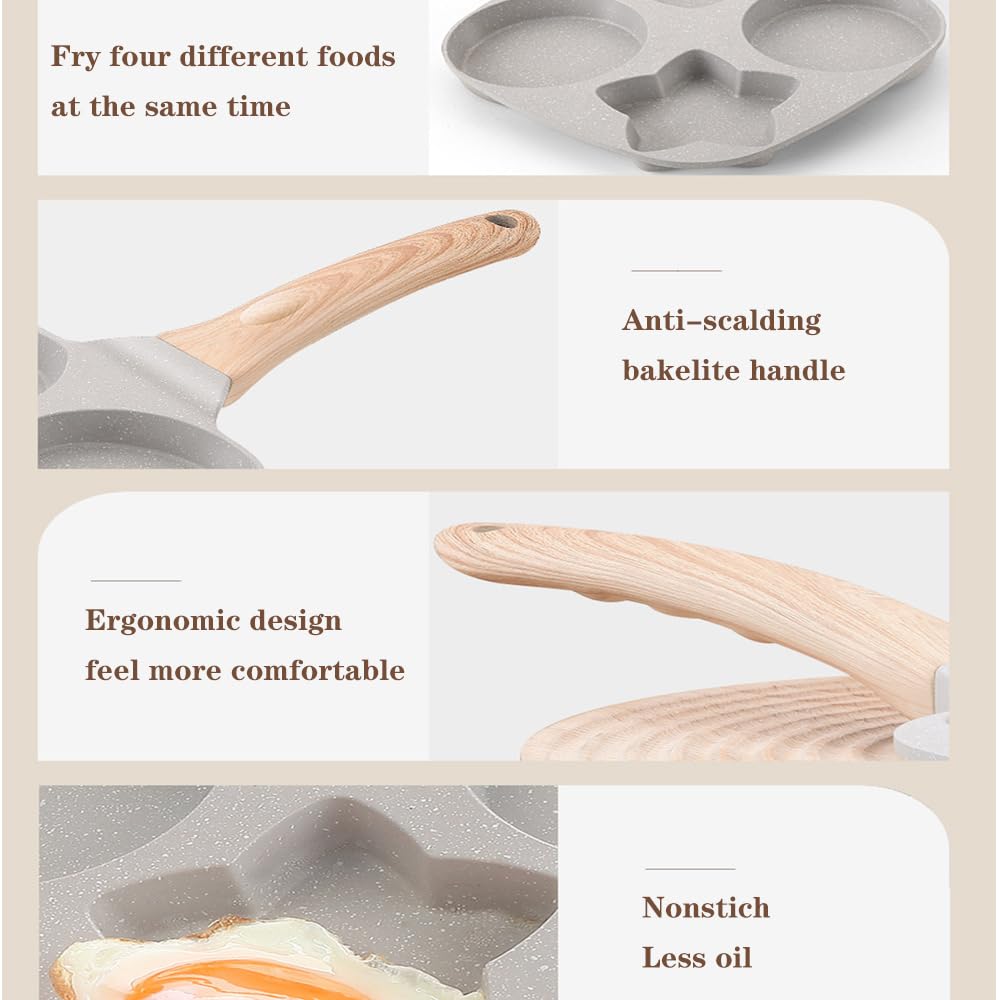 Unoschrim Nonstick Egg Frying Pan, Fried Egg Pan, 4-Cup Granite Omelette Skillet, Aluminum Omelet Pan, Breakfast Frying Pan for Cooking Eggs, Burger or Bacon, All Stoves Compatible