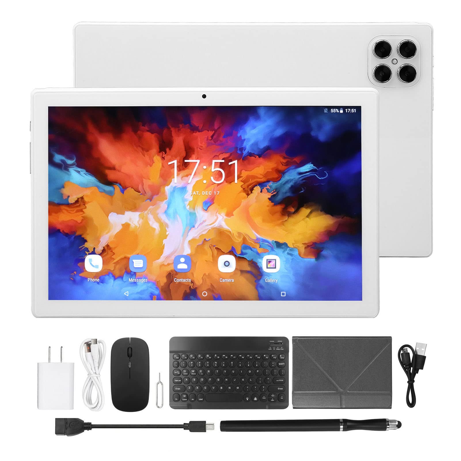 MAVIS LAVEN Tablet Computer, US Plug 100‑240V 4GLTE 5G Dual WiFi 10.1 Inch 2 in 1 Tablet with Keyboard Mouse for Android 11 for Travel (#1)