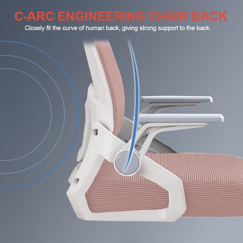XUEGW Ergonomic Computer Desk Chair, Office Chair with Flip-up Armrests Mesh Chair for Home and Office