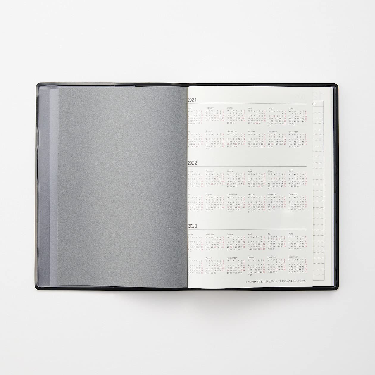 MUJI Monthly/Weekly Schedule Book 2022 A6 Size Dark Gray Beginning December 2021 Polyvinyl Chloride Cover Planner Scheduler