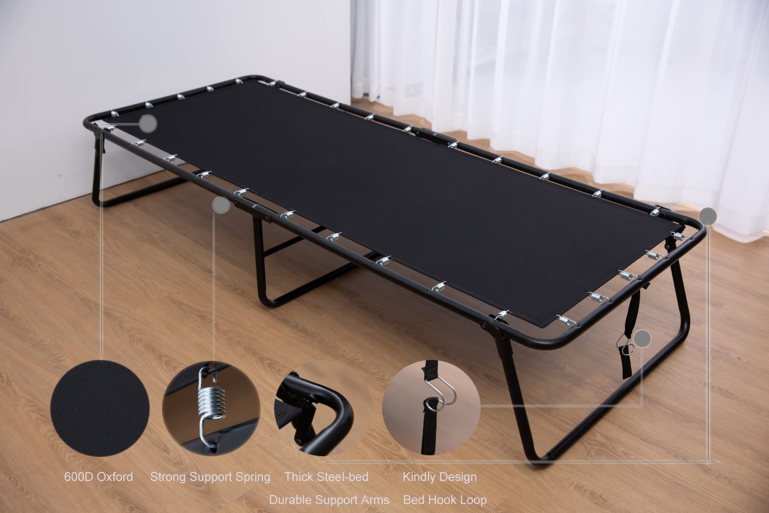 LEISUIT Folding Bed with Memory Foam Mattress - Portable Fold Up Bed - Luxurious Foldable Bed with Frame - Foldaway Guest Bed - Hideaway Cot for Adults,Grey