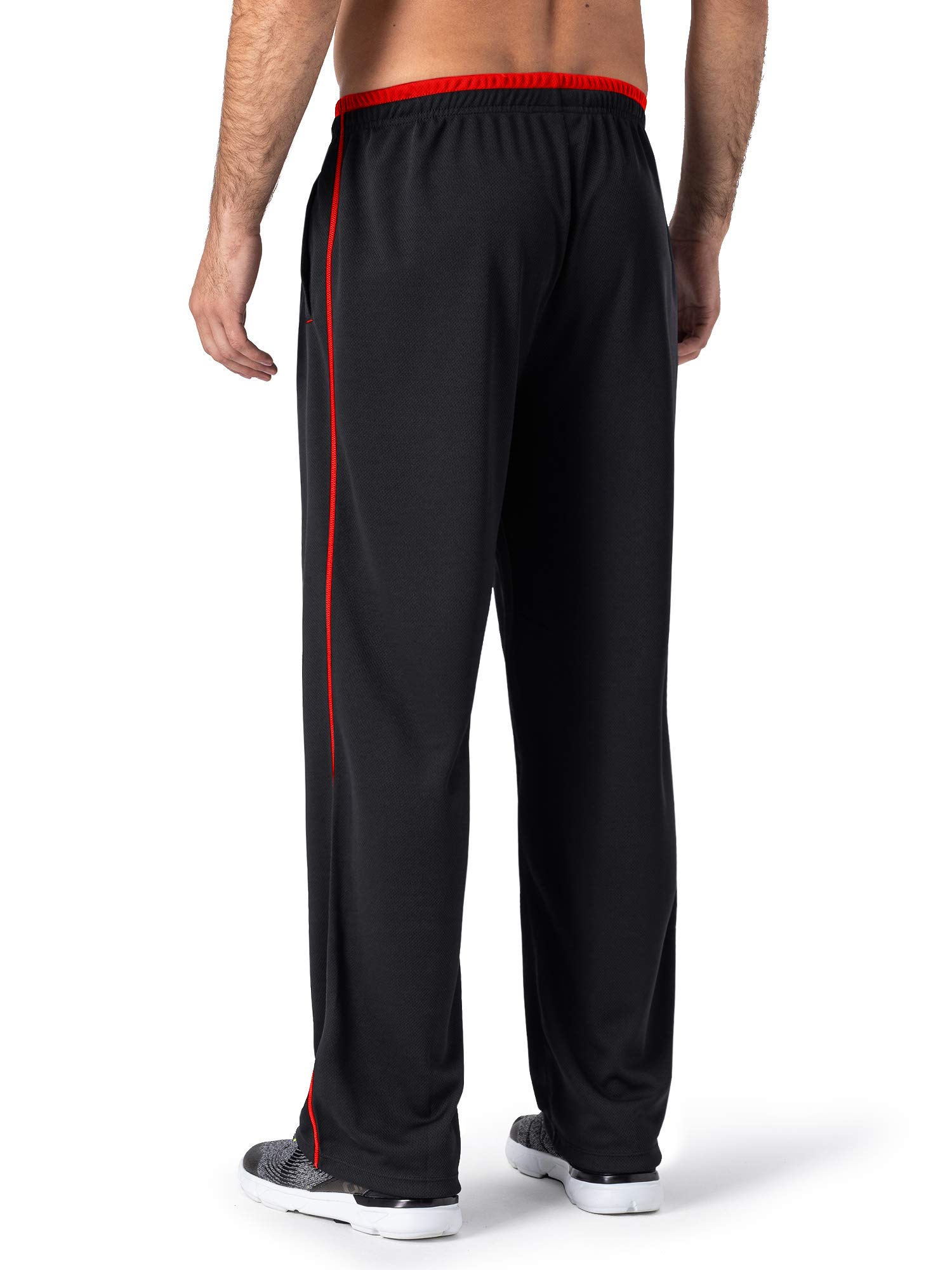 MAGNIVIT Sport Pants for Men Loose fit Warm Up Baggy Sweatpants with Zipper Pockets Black/Red